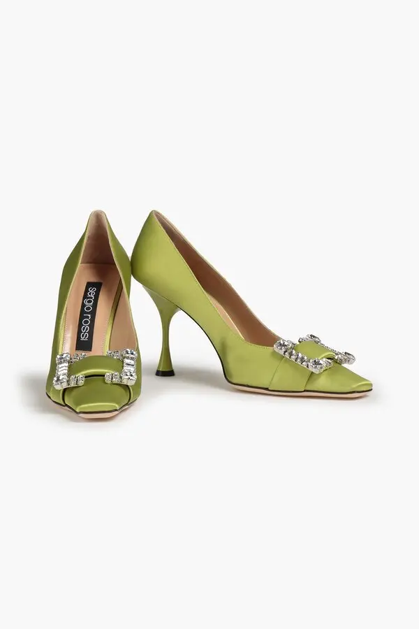 Sergio Rossi Sr Twenty 90 Embellished Pumps In Lime Green - 65